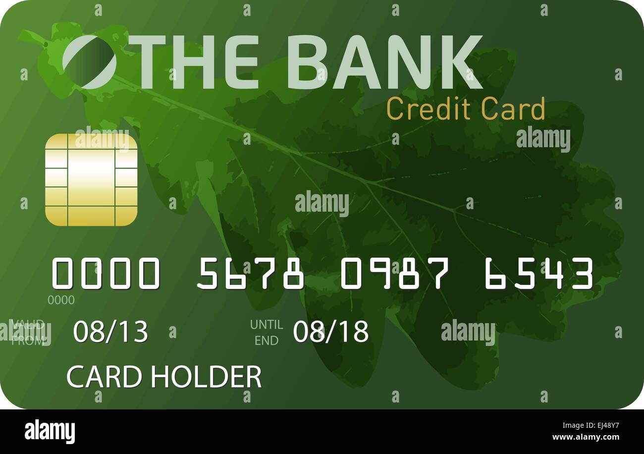 Green credit card with green oak tree leaf Stock Vector Image & Art - Alamy