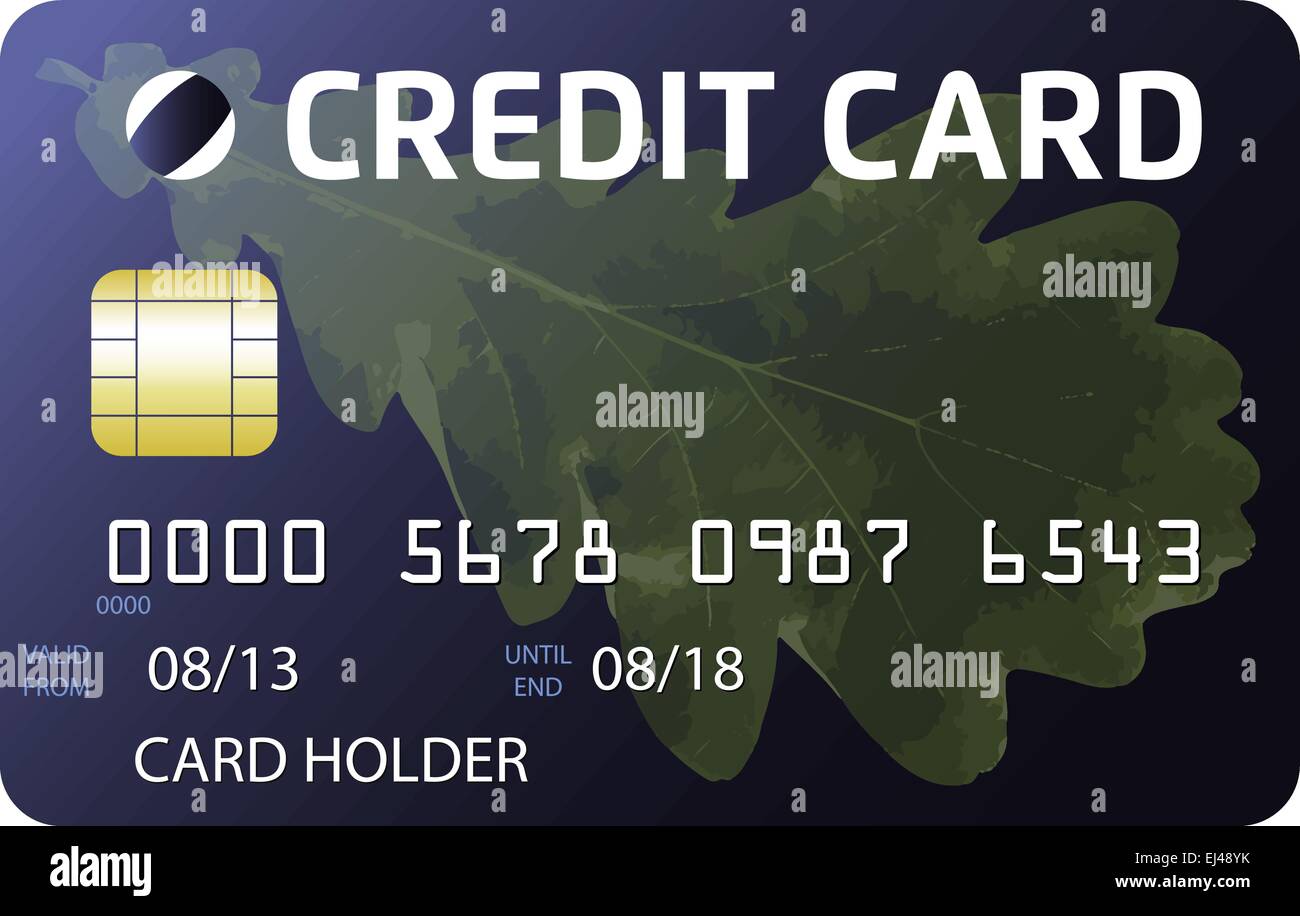 Blue credit card with green oak tree leaf Stock Vector Image & Art - Alamy