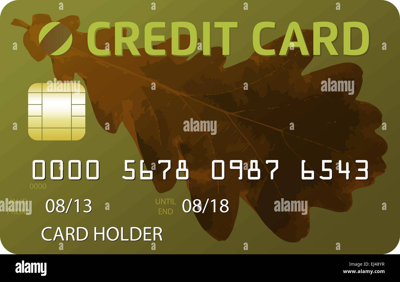 Green credit card with brown oak tree leaf Stock Vector Image & Art - Alamy