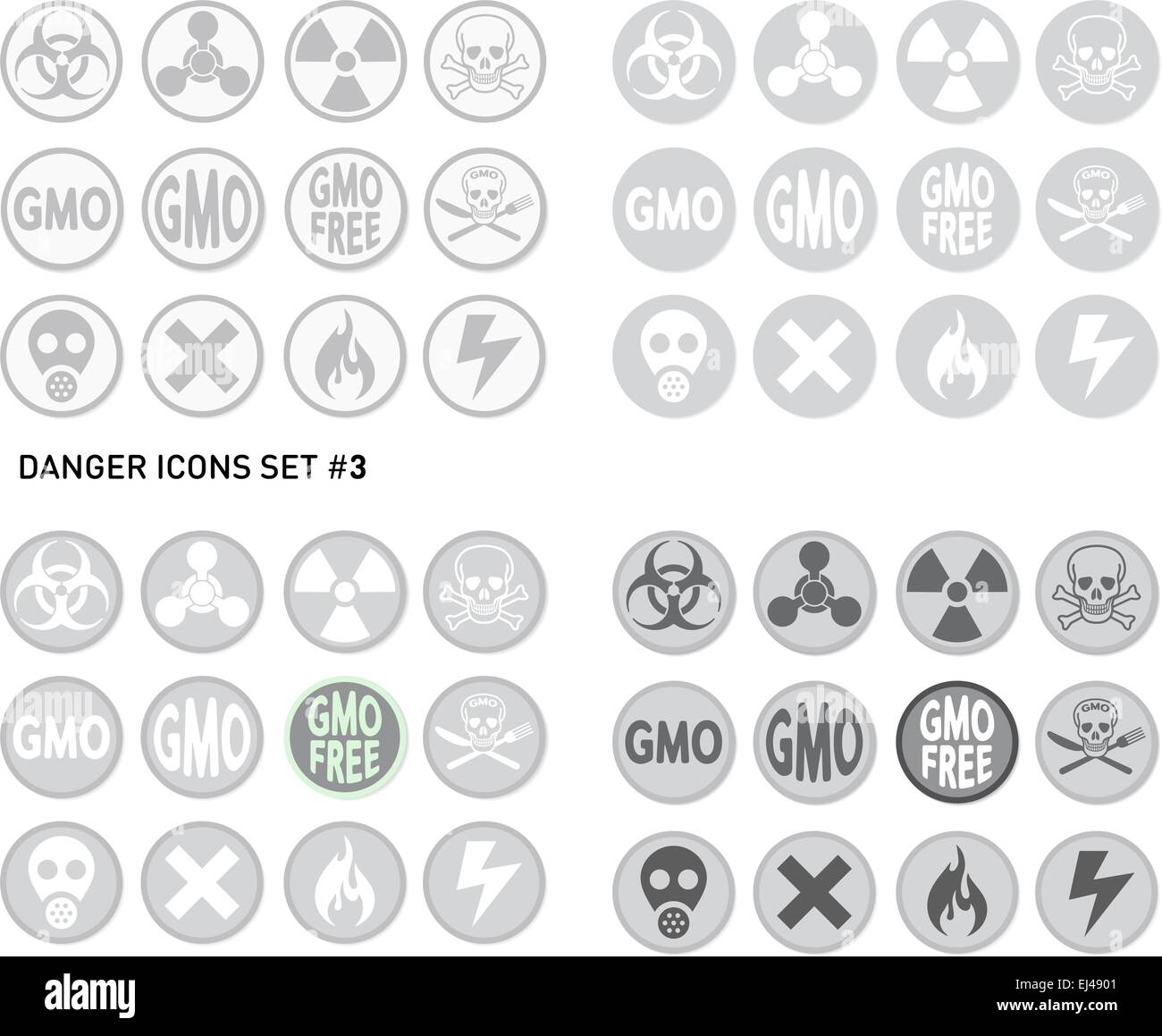 Set of icons for dangerous and hazardous product like radiations ...