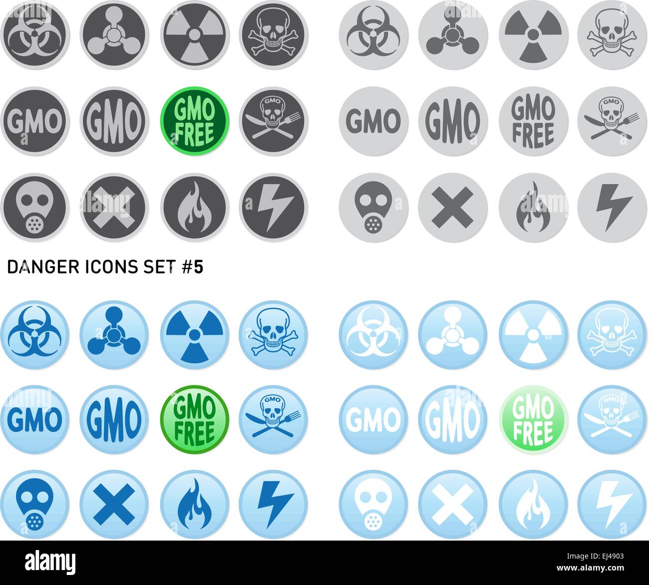 Set of icons for dangerous and hazardous product like radiations ...