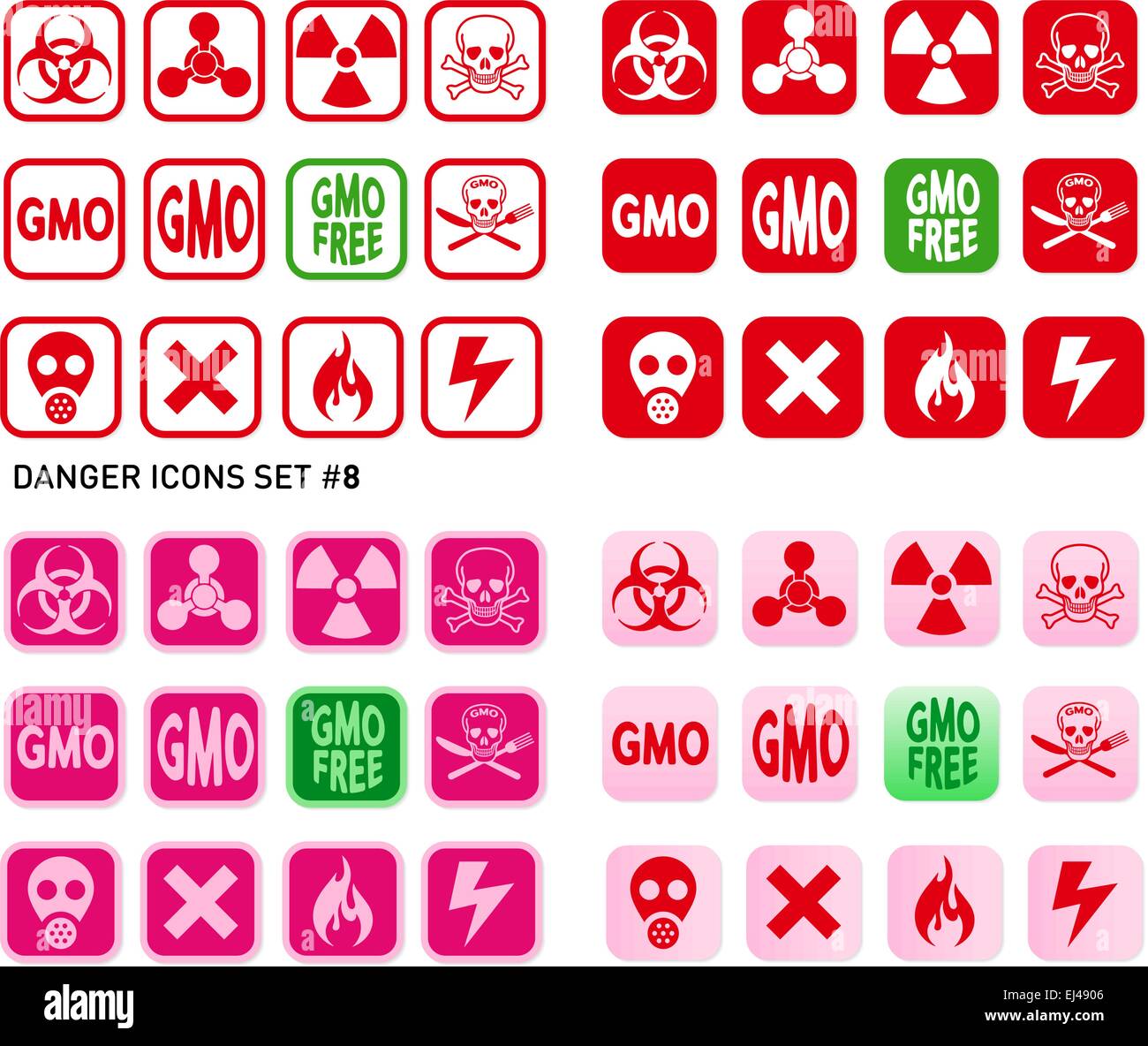 Set of icons for dangerous and hazardous product like radiations ...