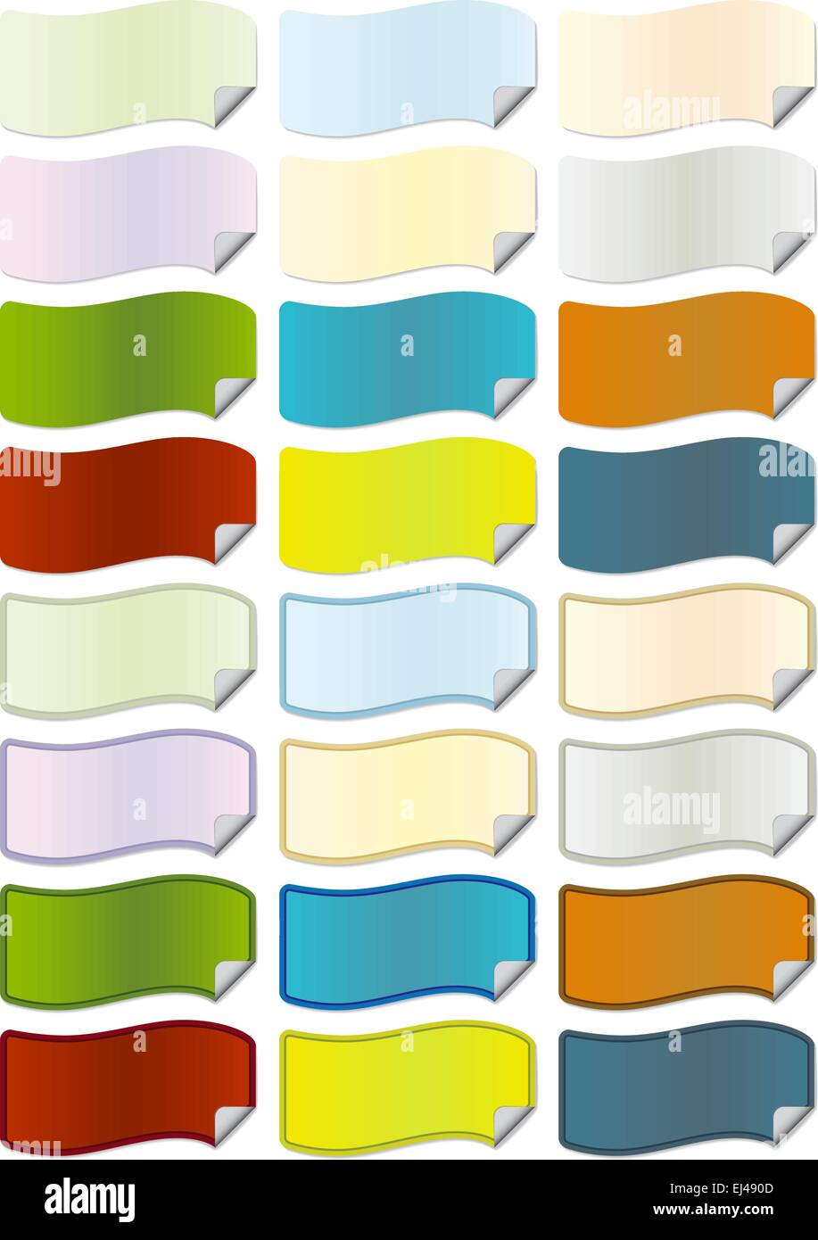 A series of colorful flag tags with a folded corner, in vector format ...
