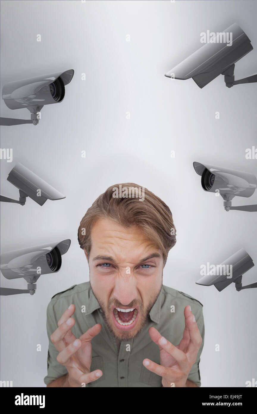 Composite image of overhead angle of frustrated man Stock Photo - Alamy