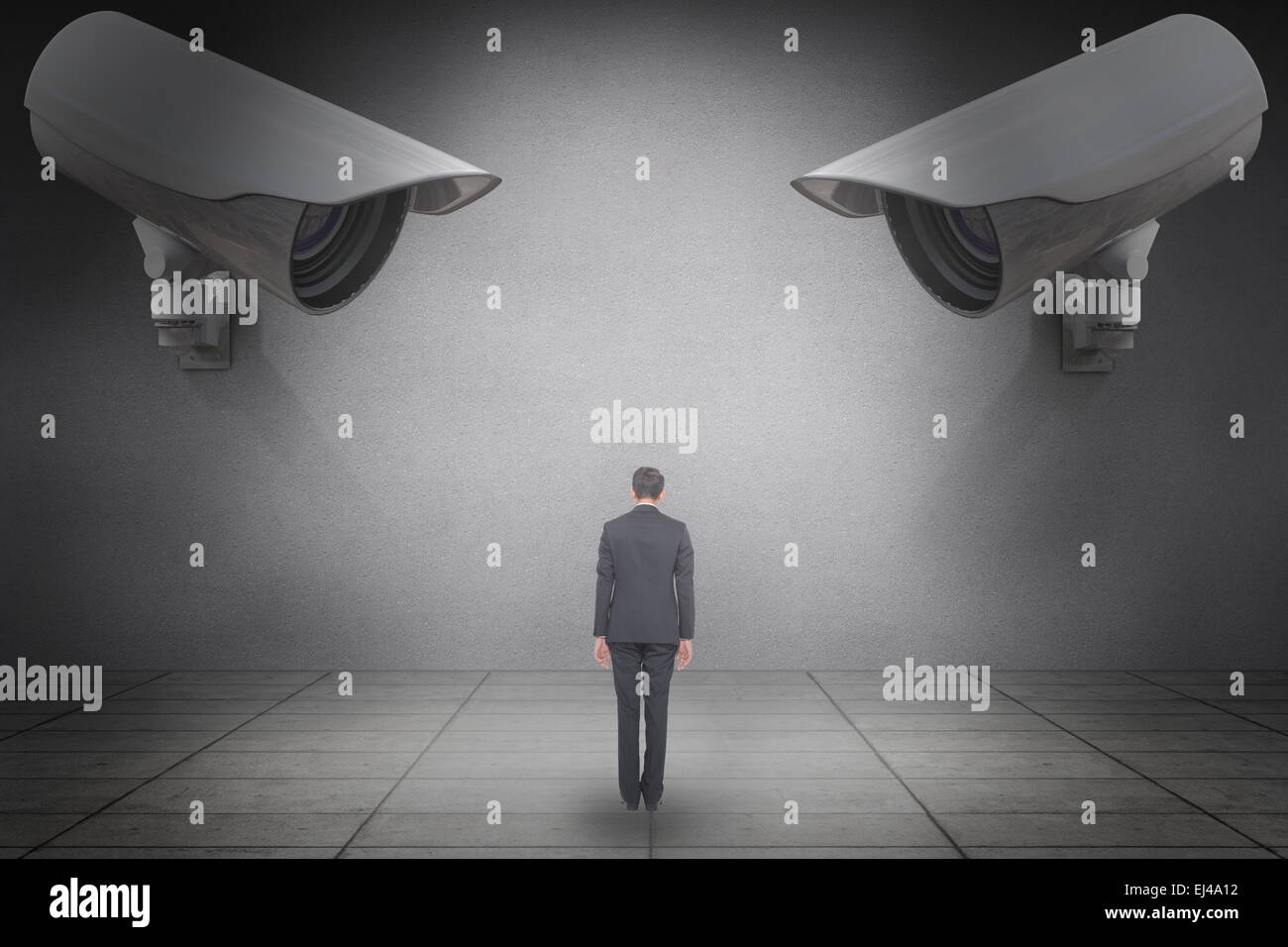 Composite image of businessman turning his back to camera Stock Photo ...