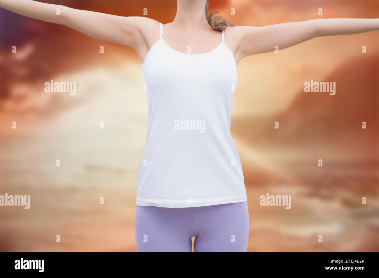 Woman standing raised arms High Resolution Stock Photography and Images ...