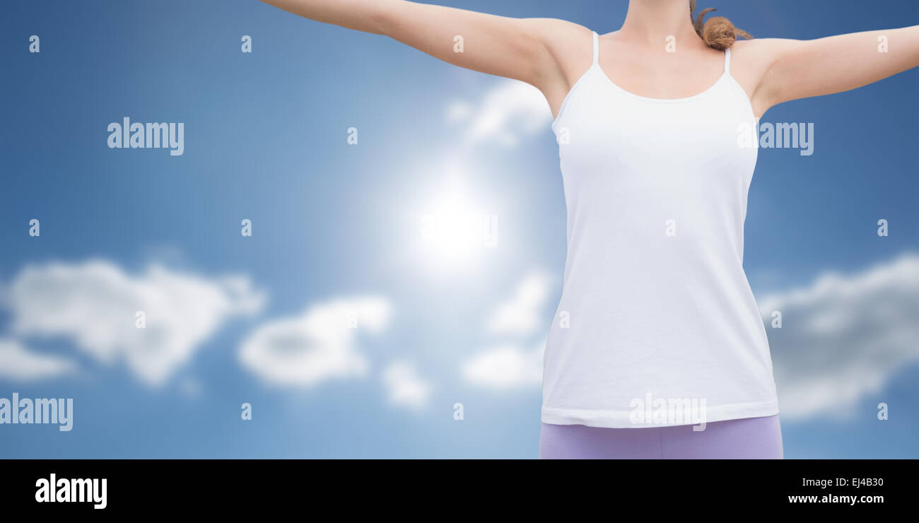 Woman standing raised arms hi-res stock photography and images - Alamy