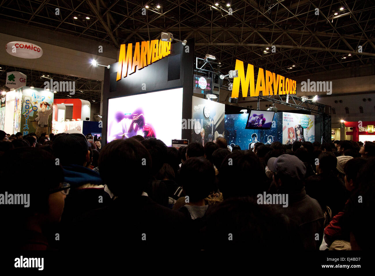 Tokyo, Japan. 21st March, 2015. Visitors gather at the Anime Japan 2015 ...