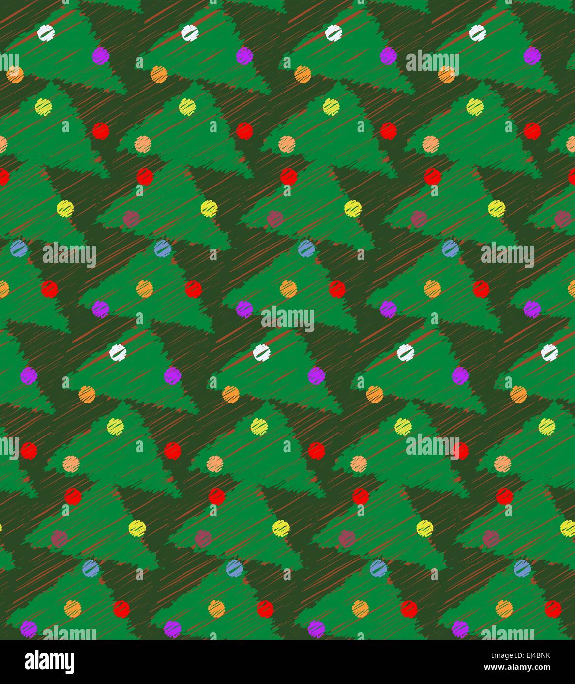 Seamless Christmas tree pattern texture with colorful balls, for ...