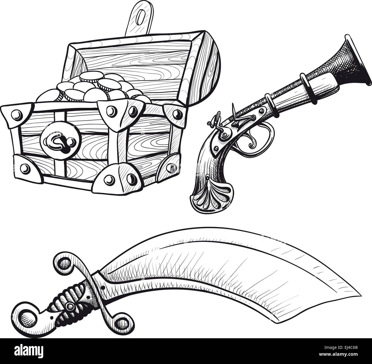 Pirate sword drawing hi-res stock photography and images - Alamy