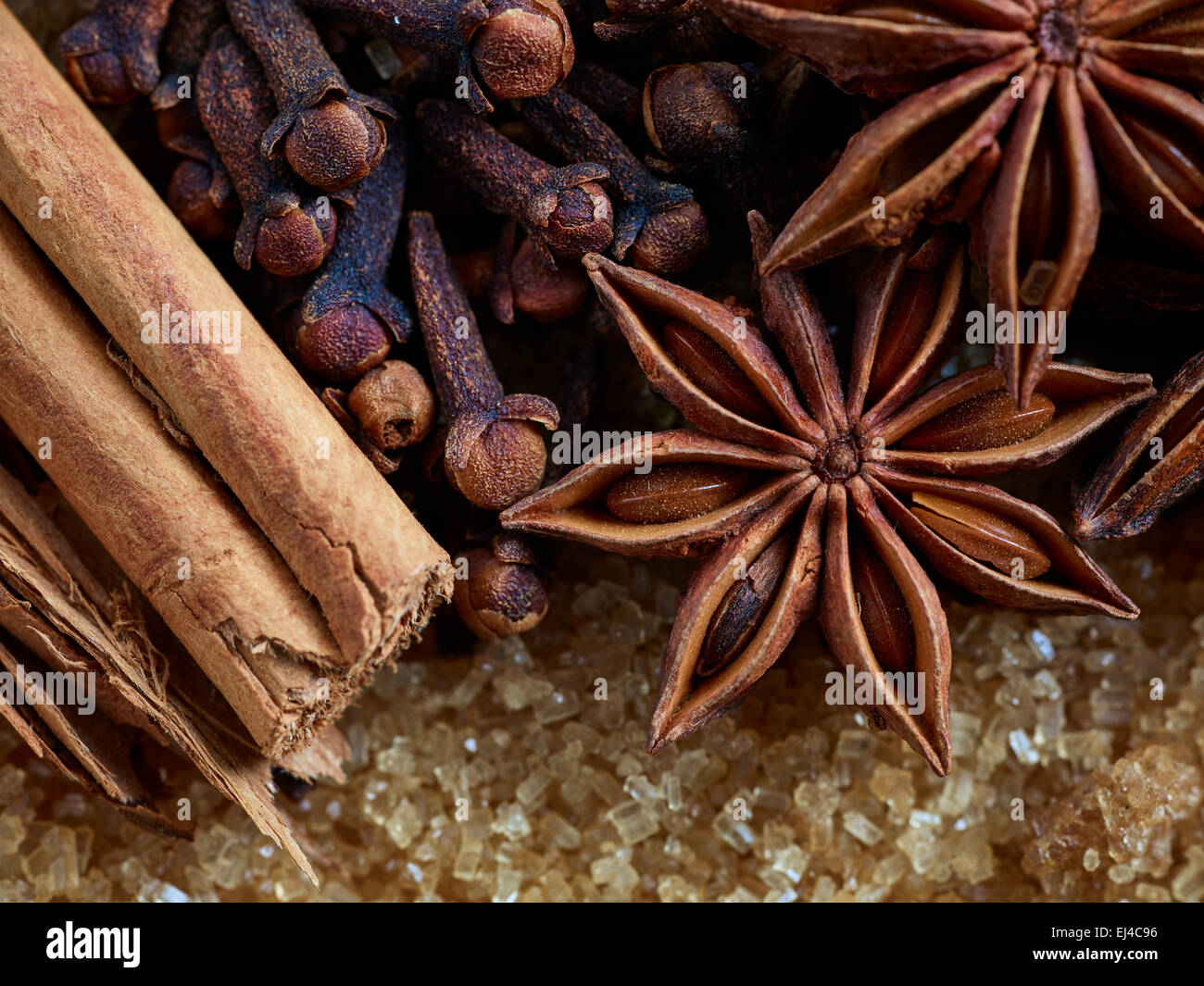 Cinnamon, Cloves, Star anise and Brown Sugar Stock Photo - Alamy