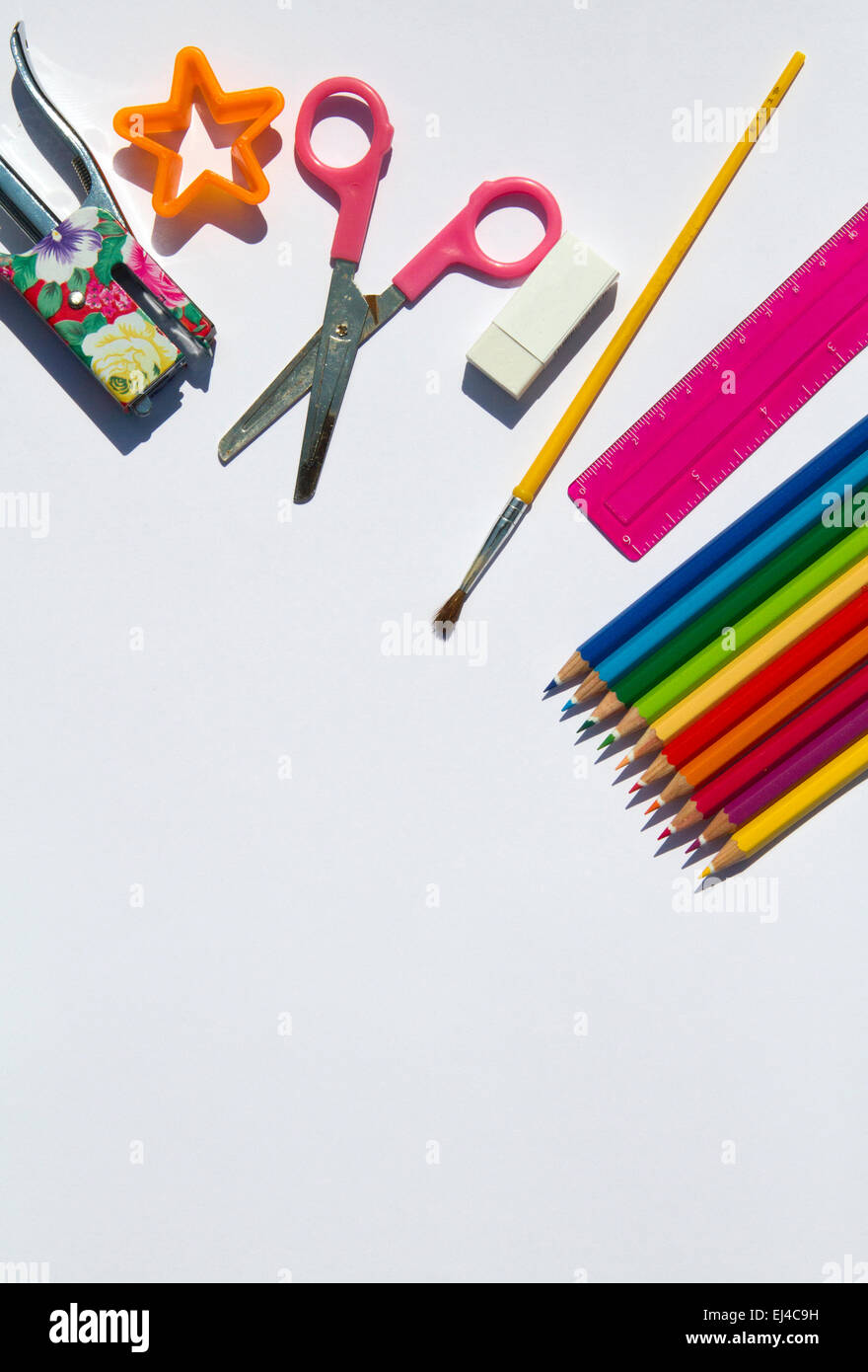 school objects in white background Stock Photo - Alamy