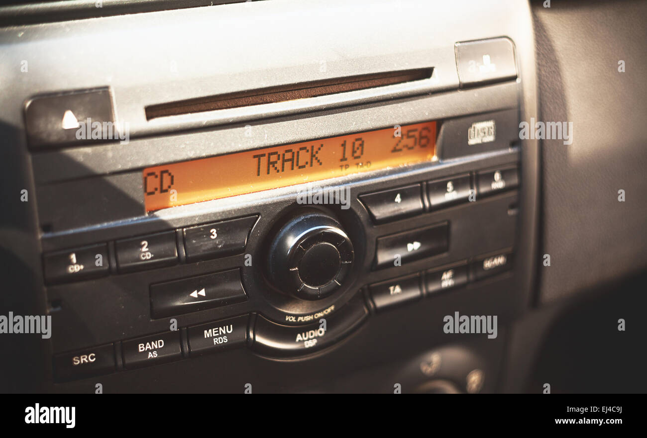 Radio and CD player, details of a car interior Stock Photo - Alamy
