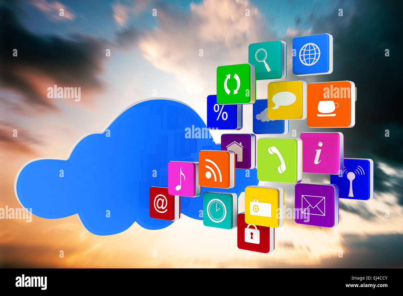 Composite image of cloud with apps Stock Photo - Alamy