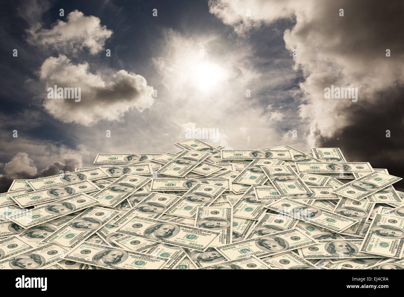 Composite image of pile of dollars Stock Photo - Alamy