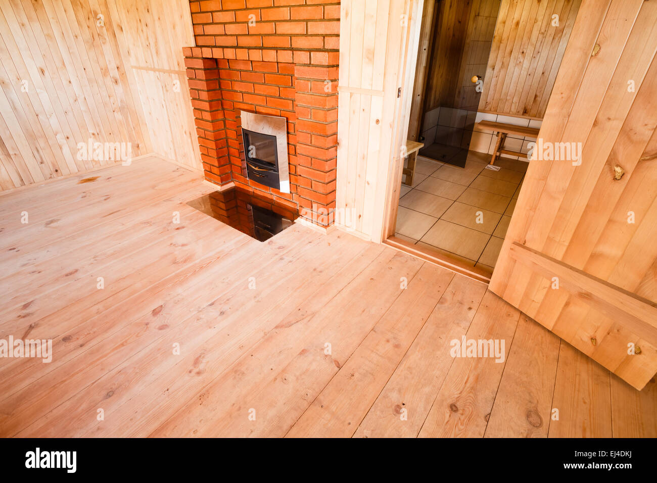 Interior Of The Sauna - Fireplace, Nobody Stock Photo - Alamy