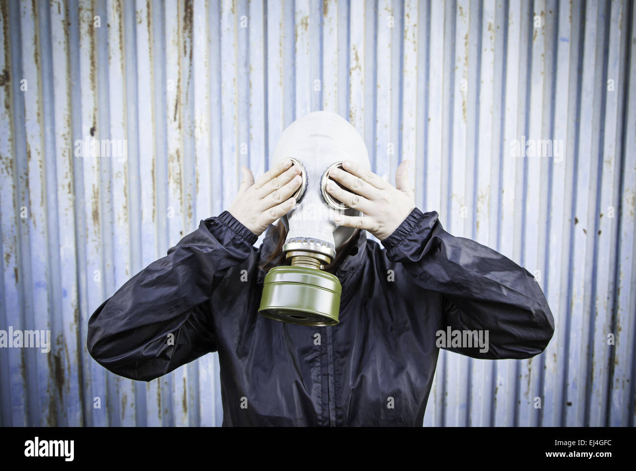 Woman gas mask fear hi-res stock photography and images - Alamy