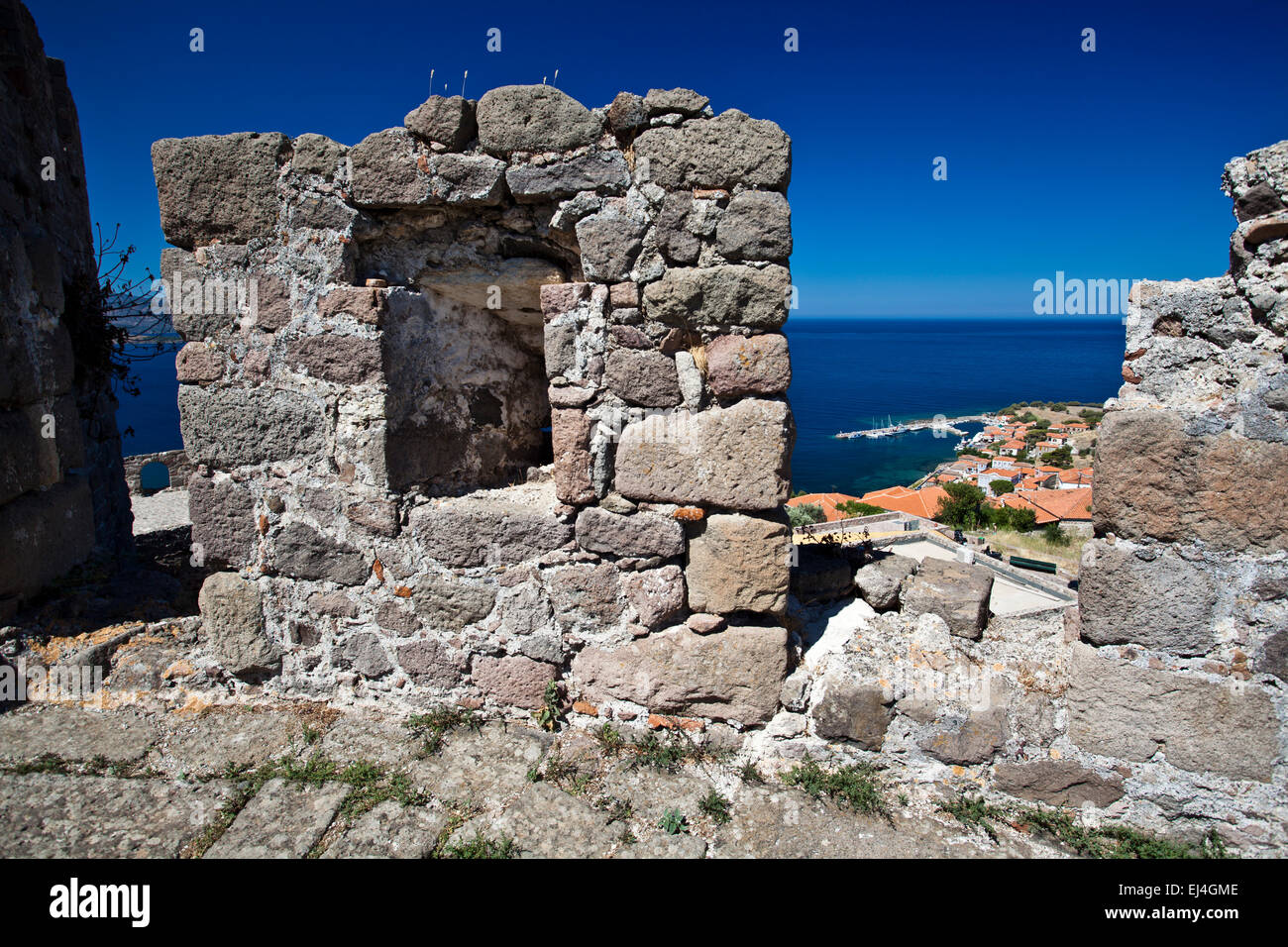 Molyvos castle in Molyvos in Lesbos, Greece Stock Photo - Alamy