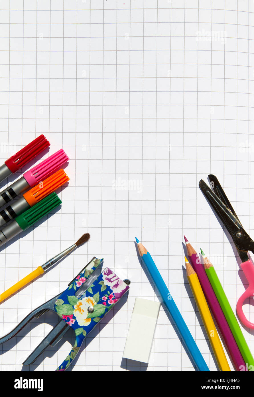 school objects in white background Stock Photo - Alamy