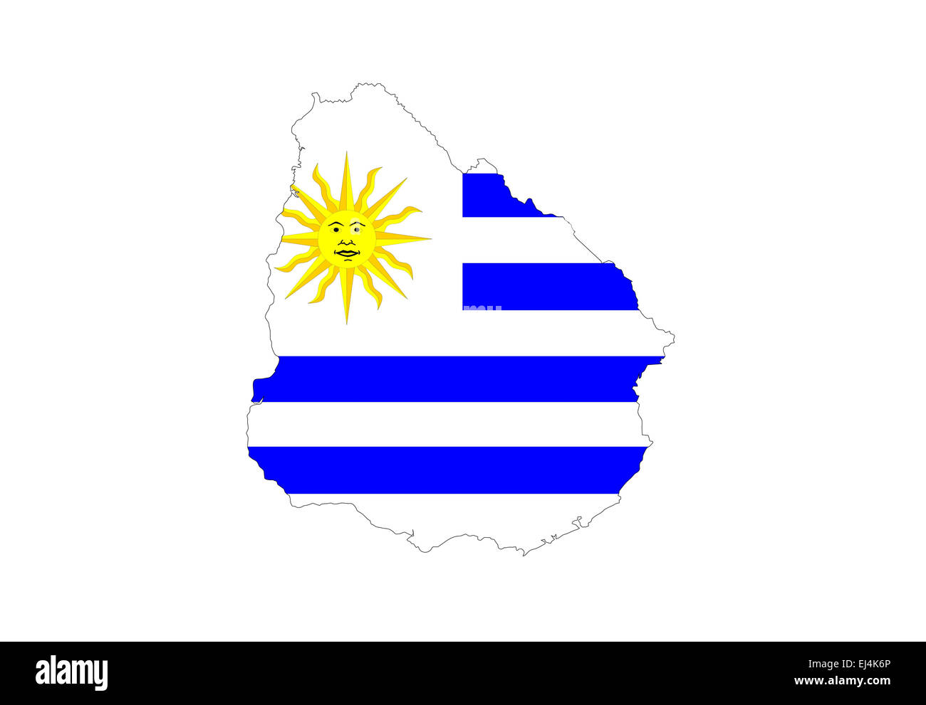 uruguay country flag map shape symbol illustration Stock Photo - Alamy