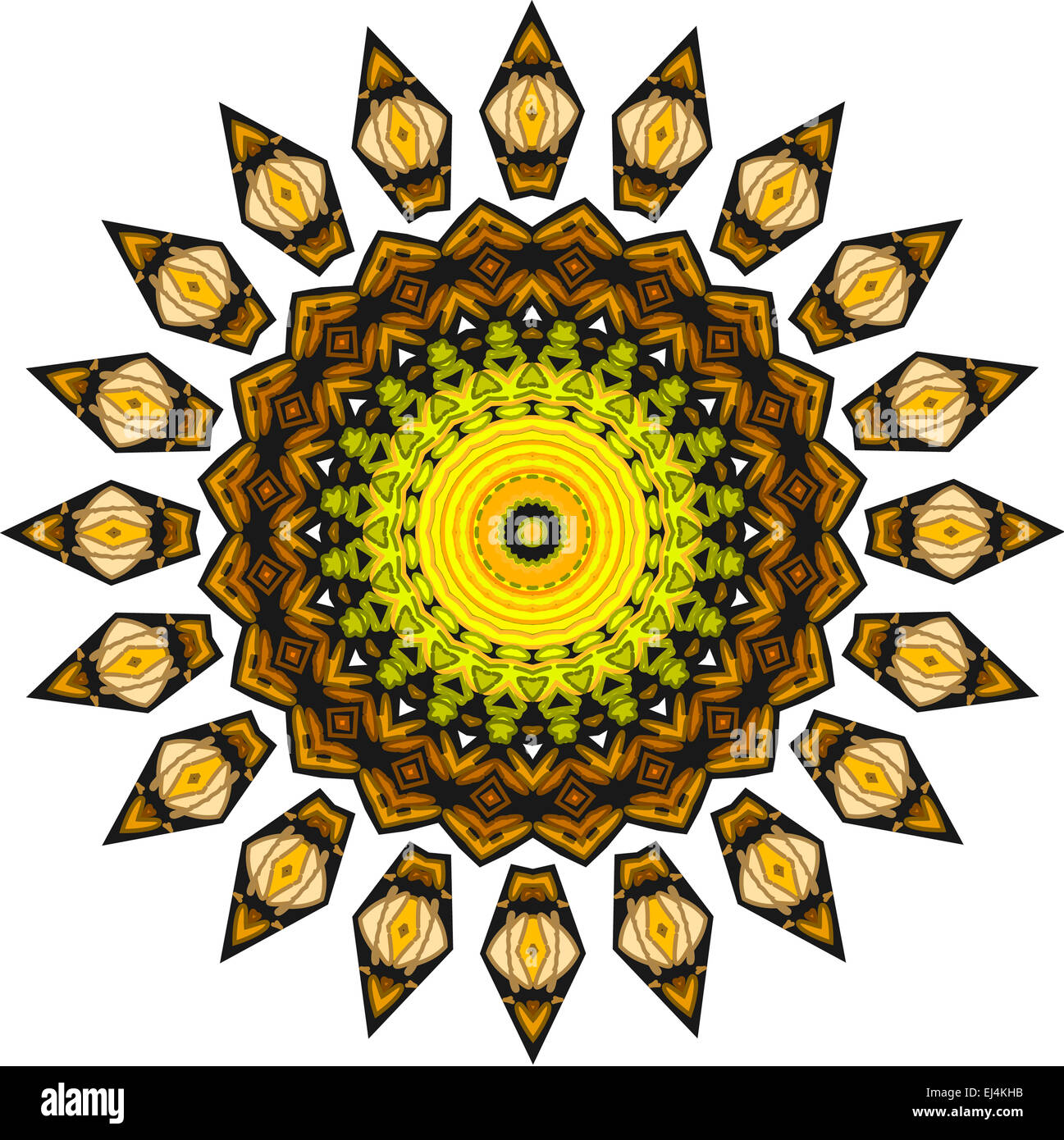 Golden Flower Mandala Stock Photo - Alamy