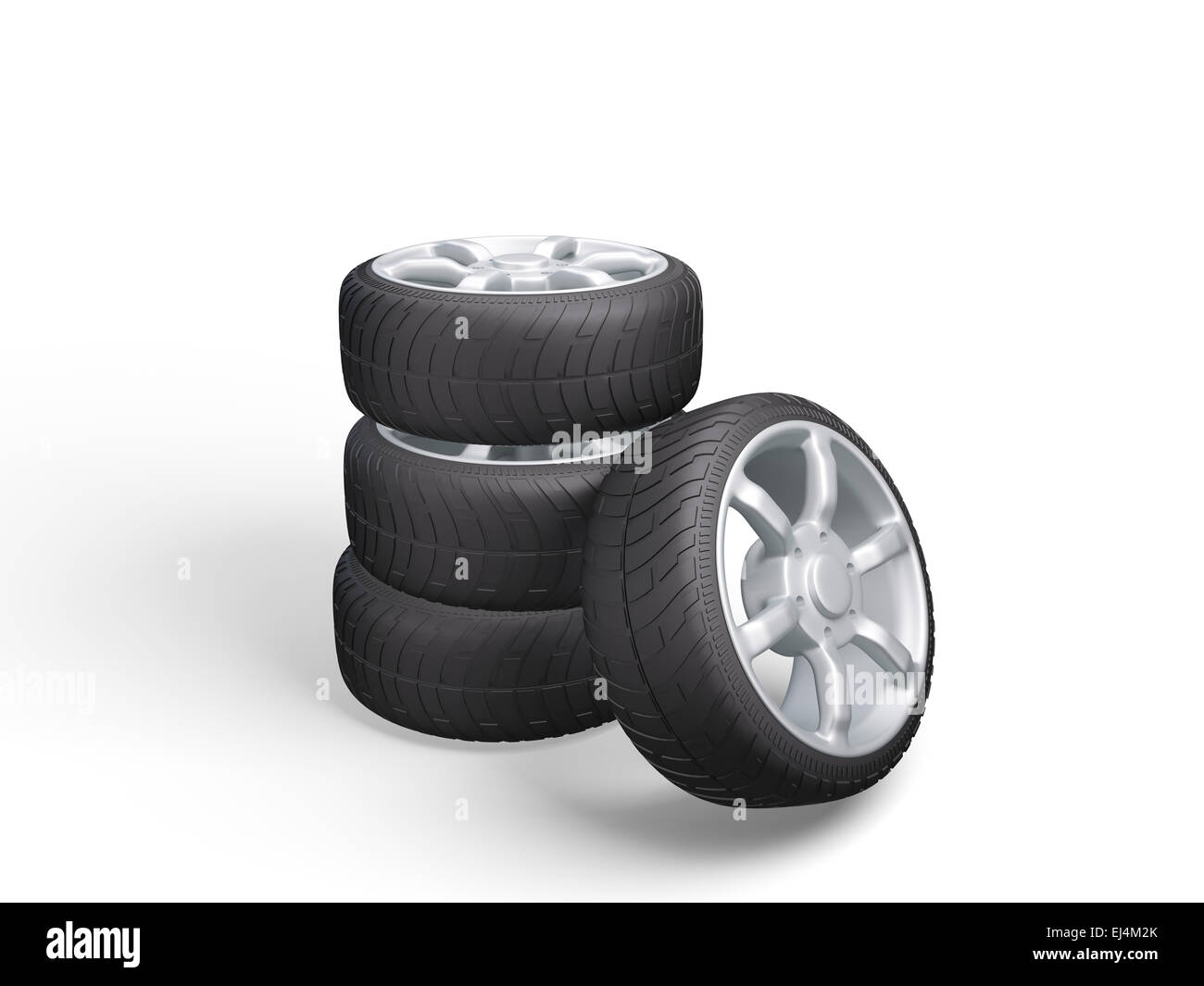 Car Wheels. Concept design. 3D render Illustration on White Background ...