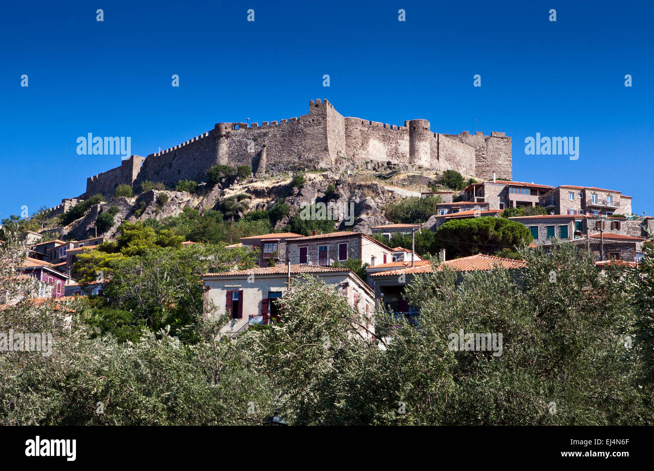 Molyvos castle in Molyvos in Lesbos, Greece Stock Photo - Alamy
