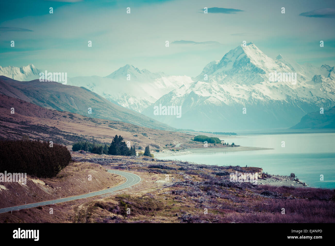Cinematic Road to Mount Cook , New Zealand Stock Photo - Alamy