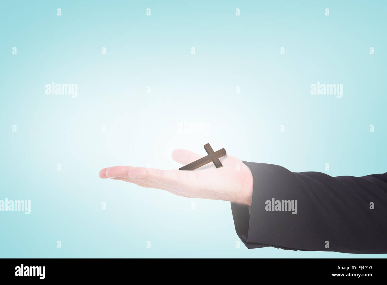 Composite image of businessman holding hand out in presentation Stock ...