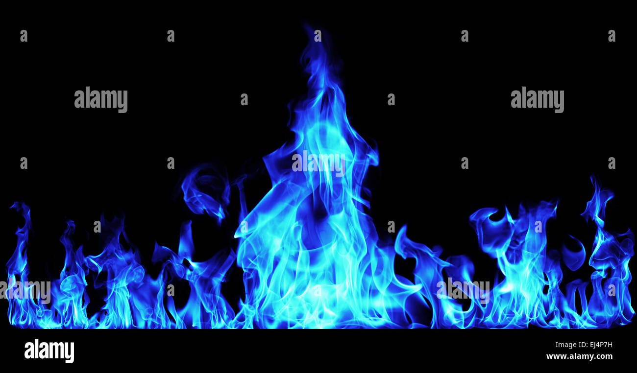 Blue Fire flames on white background Stock Photo - Alamy