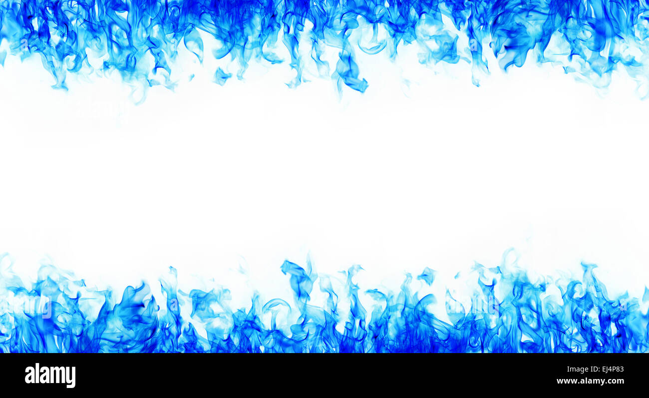 blue fire frames on white background Stock Photo - Alamy