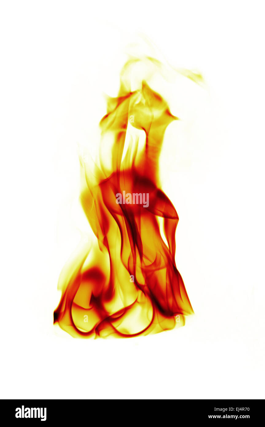 Fire flames on white background Stock Photo - Alamy