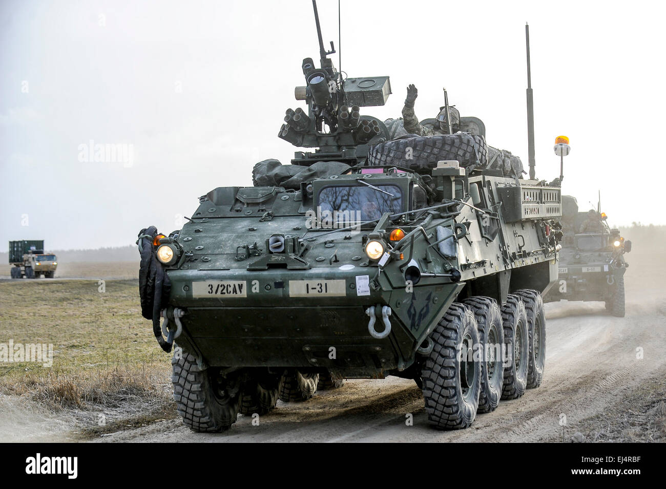 Tapa. 21st Mar, 2015. U.S. Army's 2nd Cavalry Regiment motorcade leave ...
