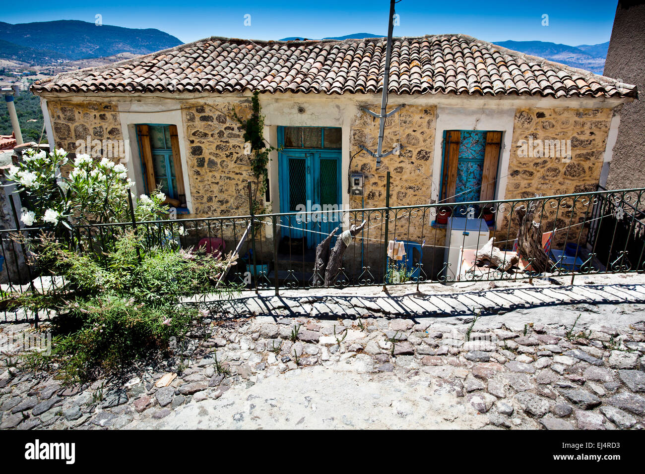 A Typical Molyvos house in Molyvos, Lesbos, Greece Stock Photo - Alamy