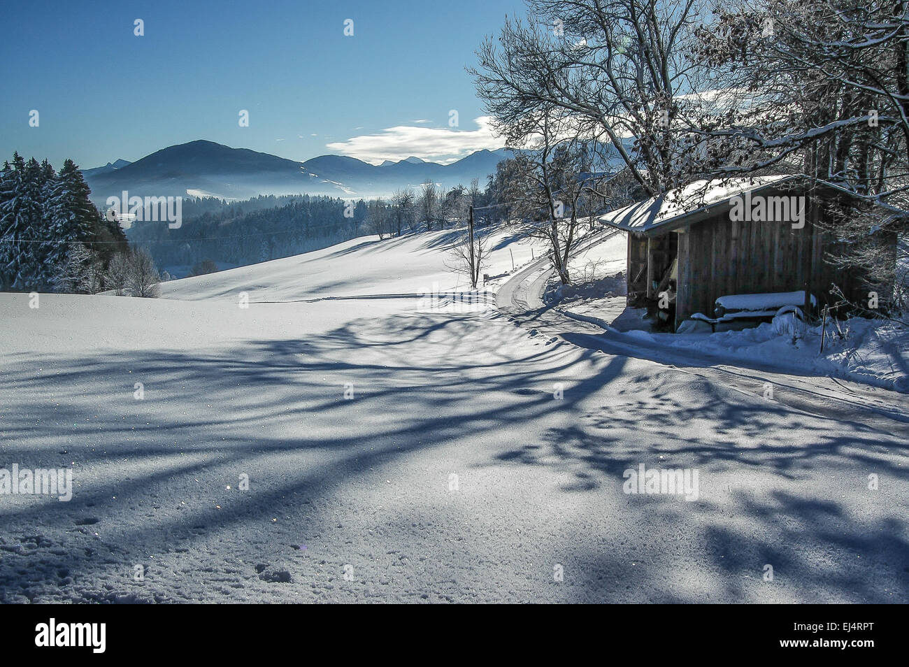 Winter in the Bavarian Alps winter holidays Stock Photo - Alamy