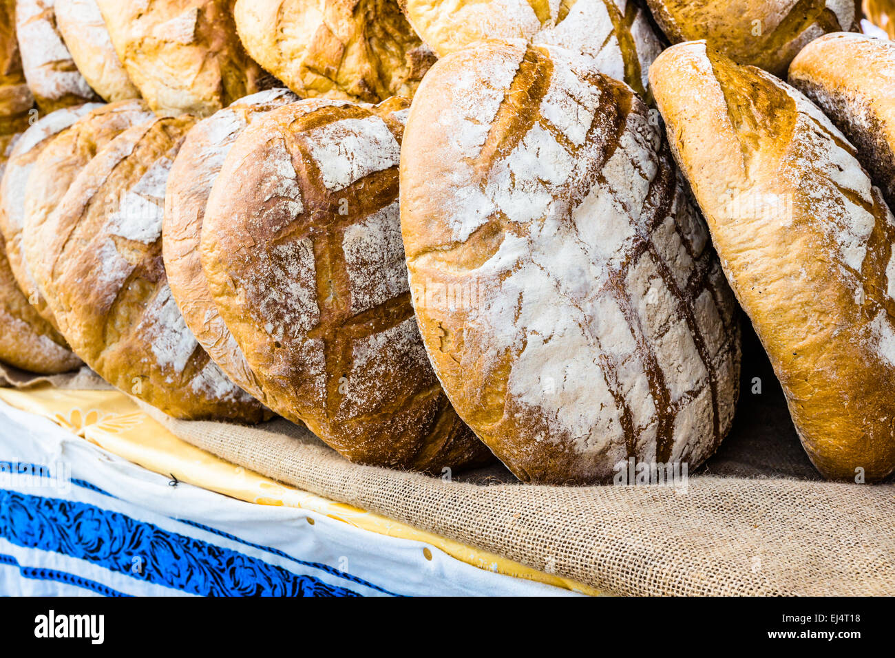 Traditional bread in polish market Stock Photo - Alamy