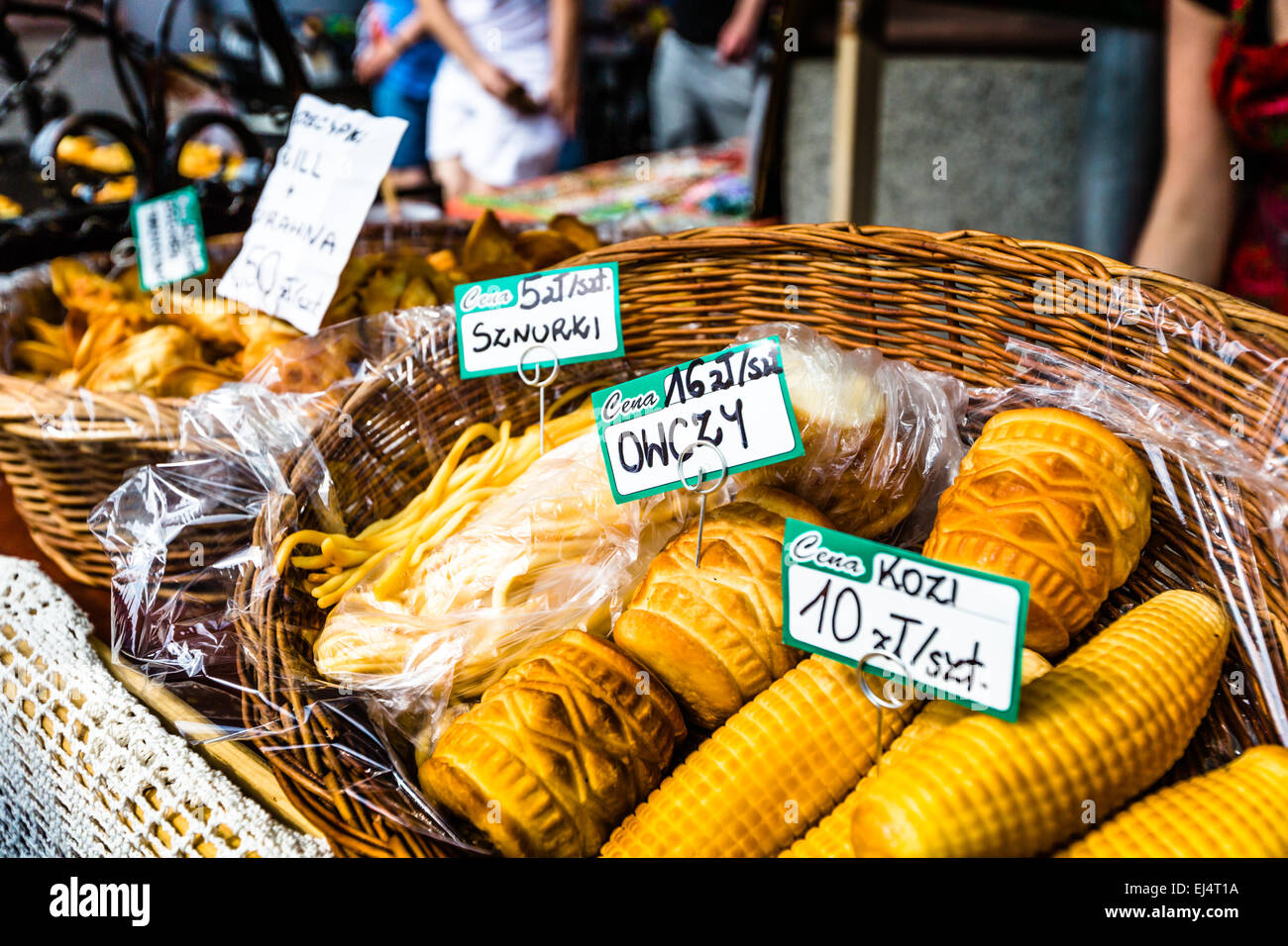 Traditional polish goat and sheep cheese (oscypek) on a market in ...