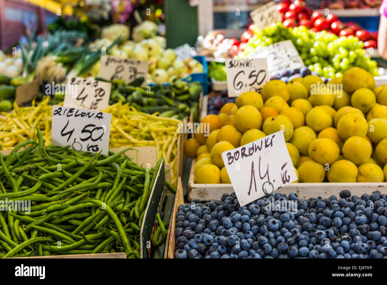 Fruits and vegetables for sale at local market in Poland Stock Photo ...