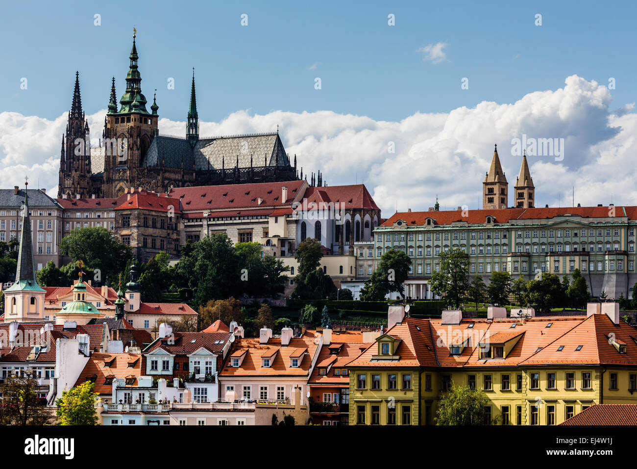 view on Prague castle from Charles Bridge Stock Photo - Alamy