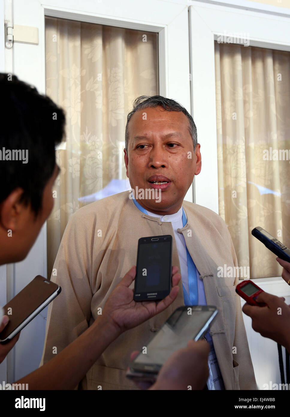 Yangon, Myanmar. 21st Mar, 2015. U Hla Maung Shwe, a member of Myanmar ...