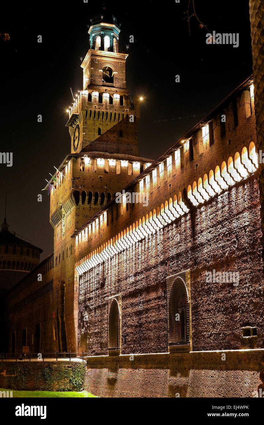 medieval castle at night Stock Photo - Alamy