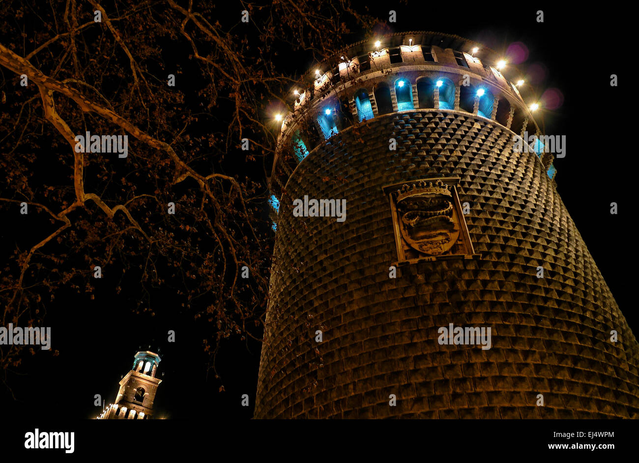 medieval castle by night Stock Photo - Alamy