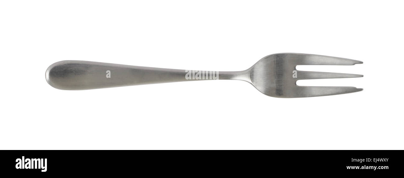 Steel metal dessert fork isolated Stock Photo - Alamy