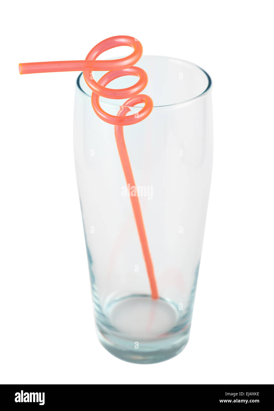 Tall empty glass with a straw Stock Photo - Alamy