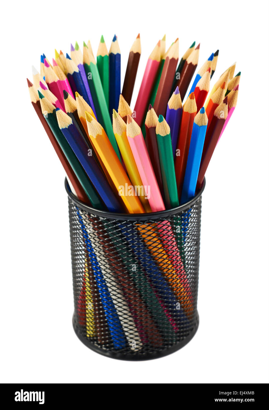 Pencil holder full of pencils Stock Photo - Alamy