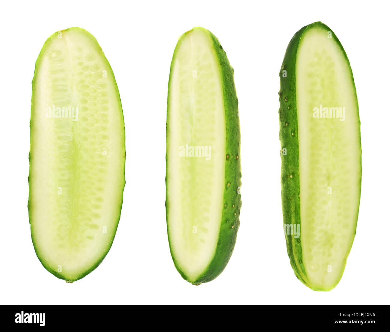 Cucumber halves isolated Stock Photo - Alamy