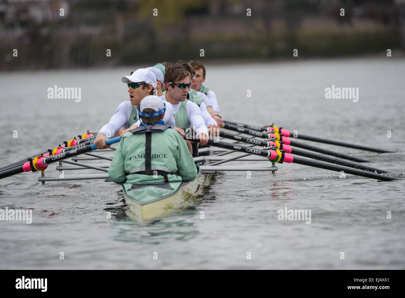 London, UK. 21st March, 2015. Cambridge University in action against ...