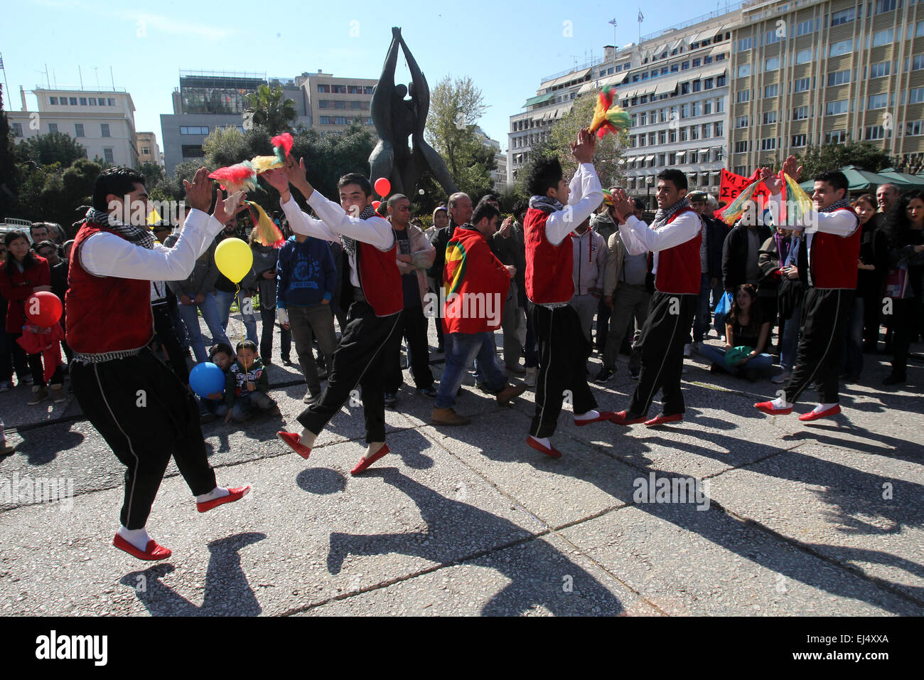 Athens, Greece. 21st Mar, 2015. Demonstrators gather to say no to ...
