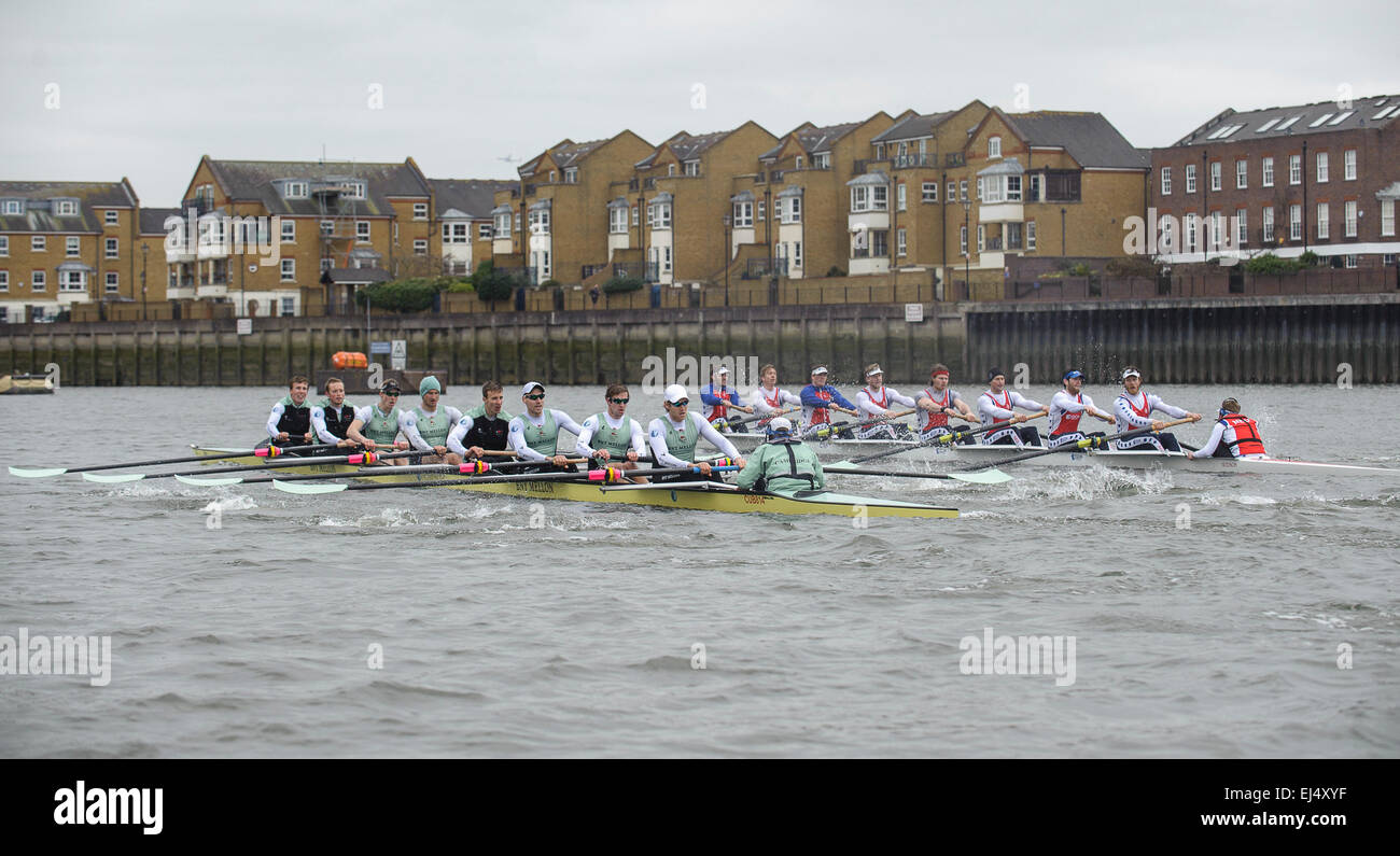 London, UK. 21st March, 2015. Cambridge University in action against ...
