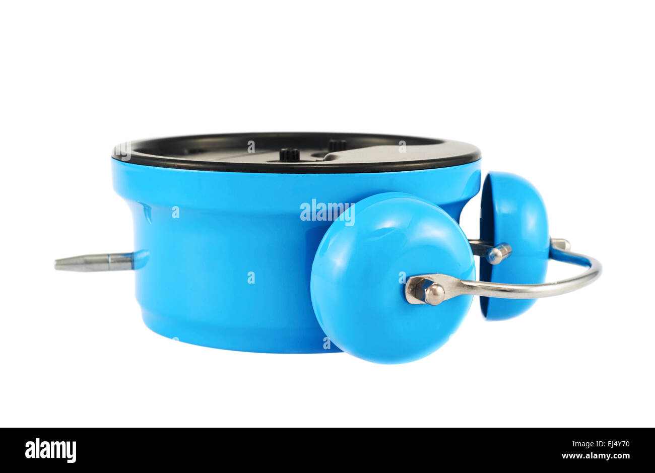 Blue alarm clock isolated Stock Photo - Alamy